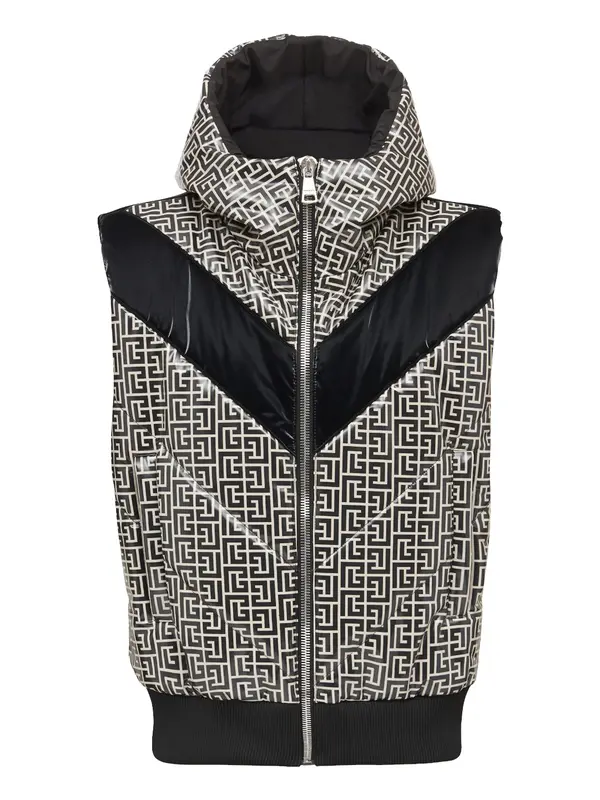 Balmain Monogram Puffer Gilet - Black