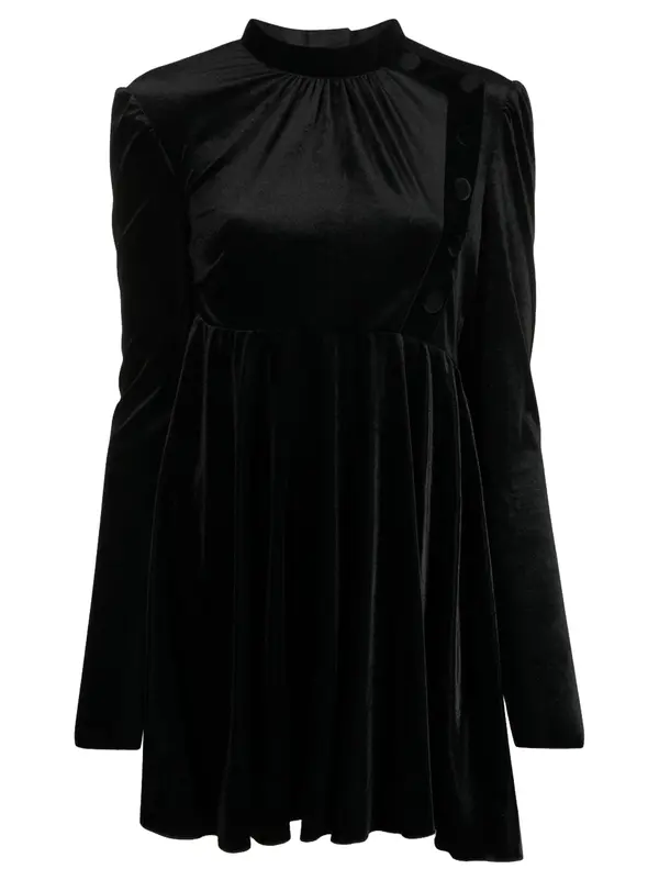 Philosophy Di Lorenzo Serafini Pleated Velvet Mini Dress - Black
