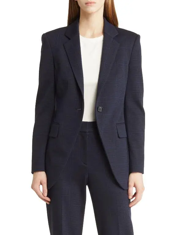BOSS Jubeka Check One-button Blazer - Blue Glen Check