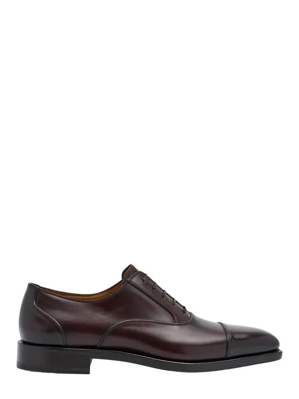 FERRAGAMO Fargo Cap Toe Leather Oxfords - Dkred