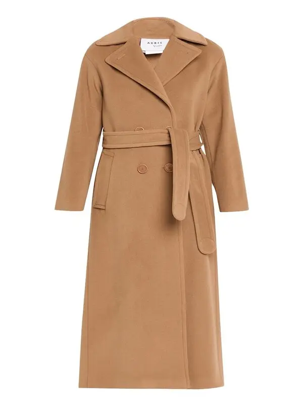 Akris Long Belted Wool-cashmere Coat - Beige