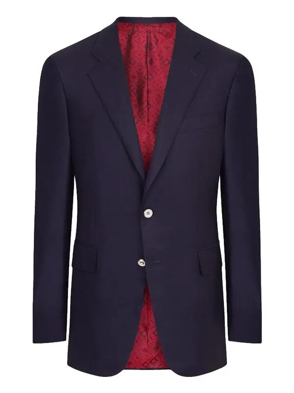 Stefano Ricci Woven Jacket With 2 Buttons - Navy
