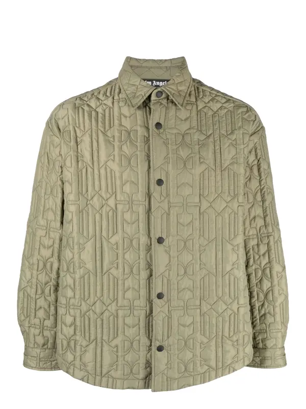 Palm Angels Monogram Quilted Shirt Jacket - Khaki