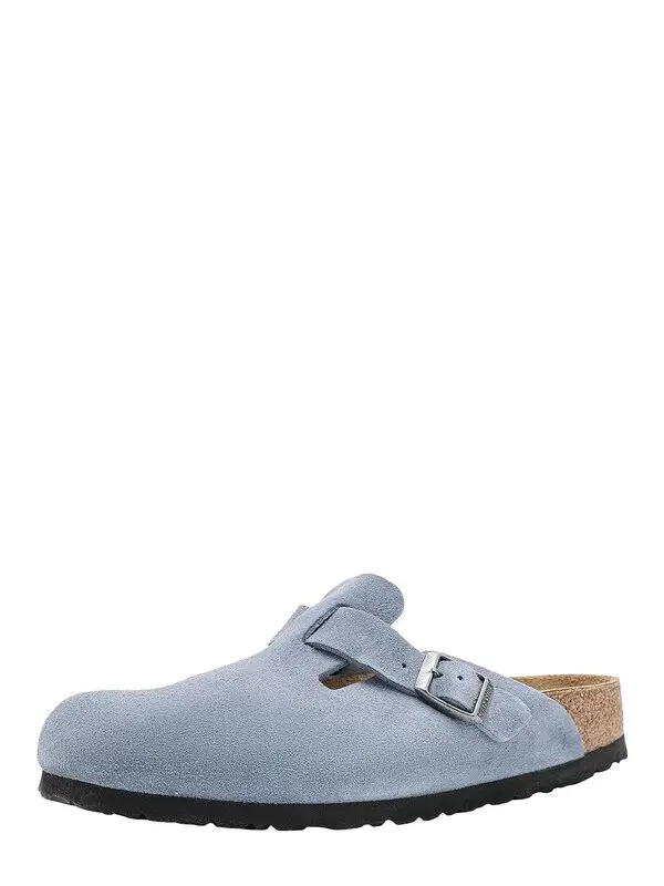 BIRKENSTOCK Boston Suede Clogs - Stone Blue