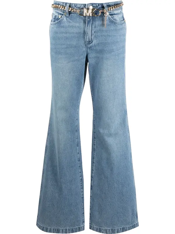 Michael Kors Bootcut Jeans With Belt - Blue