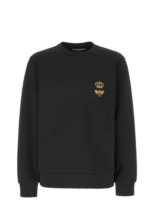 Dolce & Gabbana Embroidered Jersey Sweatshirt - Black