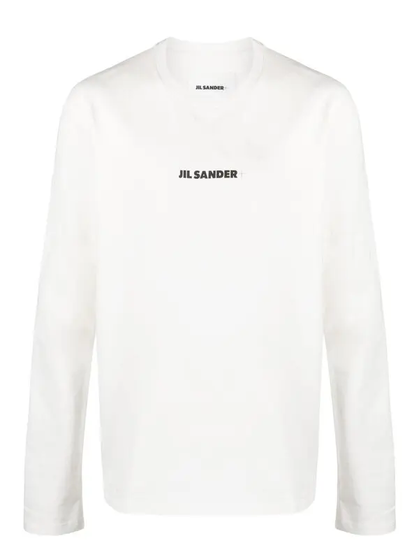 JIL SANDER Logo-print Long-sleeves Cotton T-shirt - White