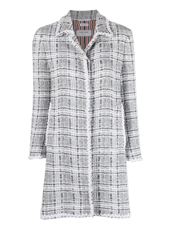Thom Browne Crochet-appliqué Tweed Coat - Grey