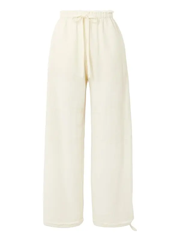 Acne Studios Frayed Cotton And Linen-blend Wide-leg Pants - Neutrals