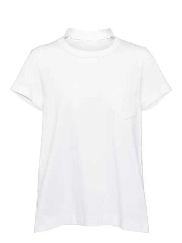 Sacai Pleated Cotton Jersey T-shirt - White