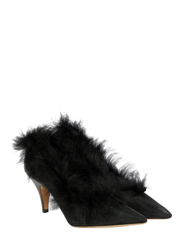 Khaite River Shearling-trimmed Pumps - Black