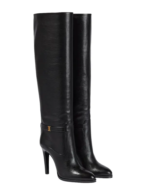Saint Laurent Diane 105 Leather Knee-high Boots - Black