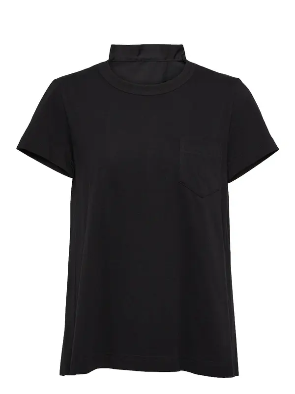 Sacai Pleated Cotton Jersey T-shirt - Black