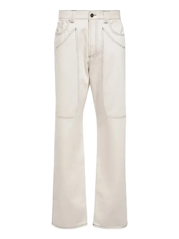 WINNIE N.Y.C Paneled Straight Cotton Pants - Neutrals