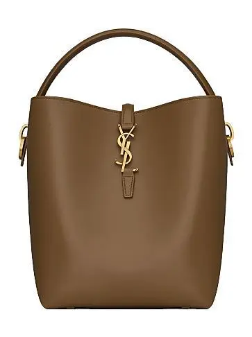 Saint Laurent Le 37 Bucket Bag - Dark Cork Shiny Leather/gold
