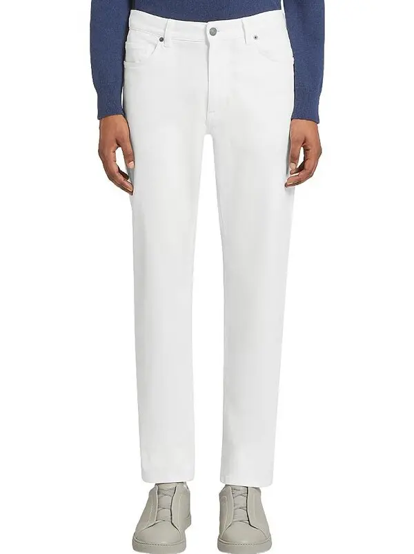 Zegna Gabardine City Slim Straight Fit Jeans - White