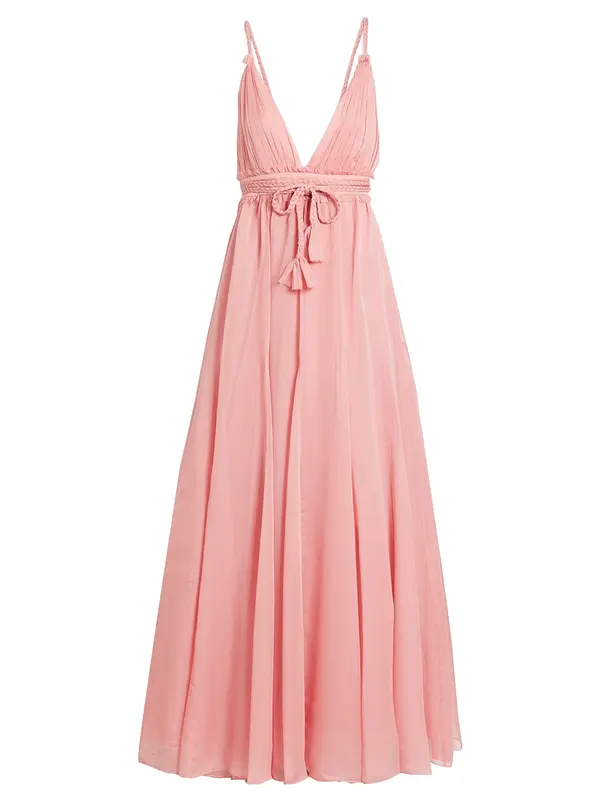 Alice + Olivia Carisa Braid-trimmed Chiffon Gown - Baby Pink
