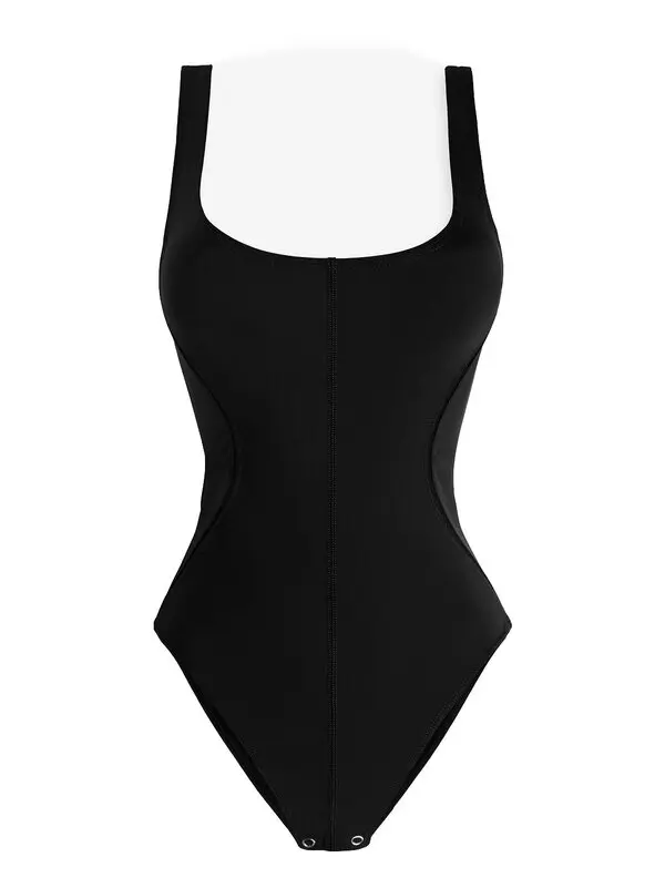 Good American Mesh-trimmed Stretch-jersey Bodysuit - Black