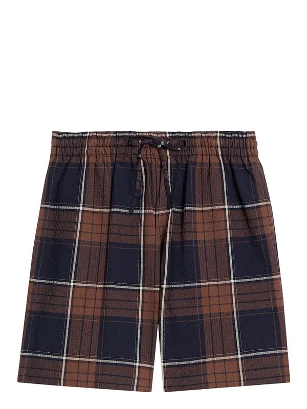 LE17SEPTEMBRE Checked Cotton-blend Cloqué Shorts - Brown