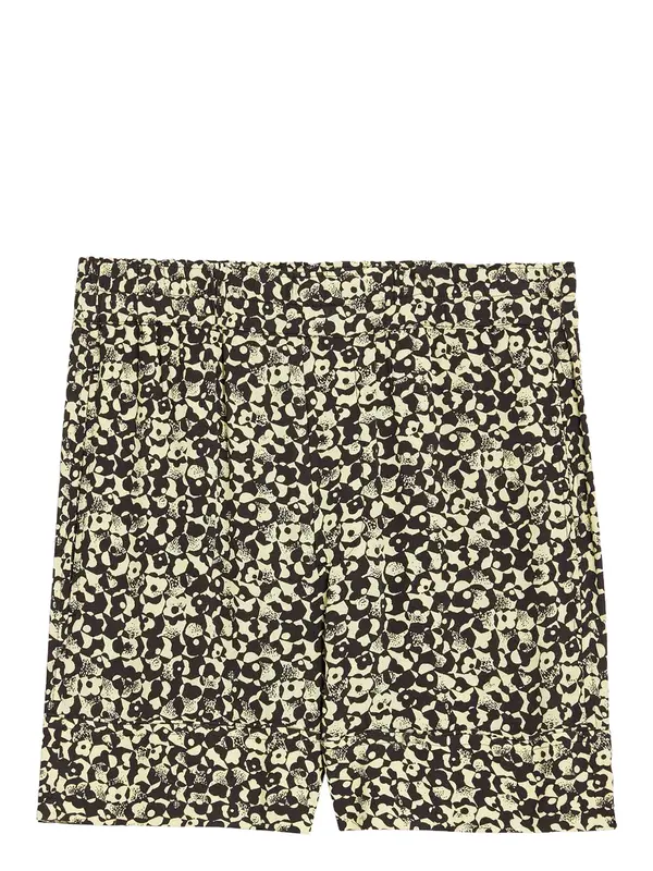GANNI Printed Crepe Shorts - Black