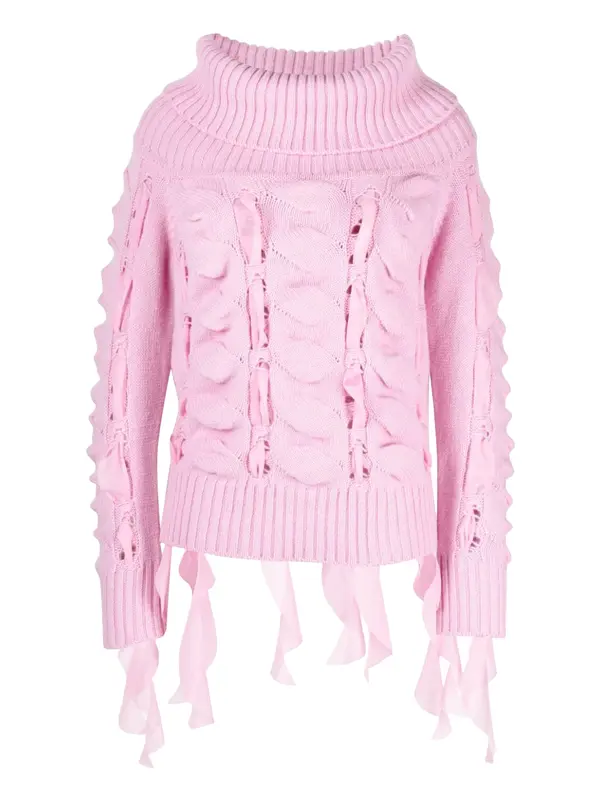 Blumarine Knitted Off-shoulder Jumper - Pink