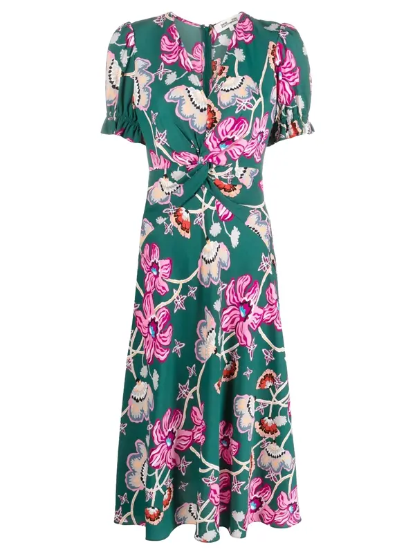 Diane Von Furstenberg Anaba Floral-print Crêpe Dress - Green