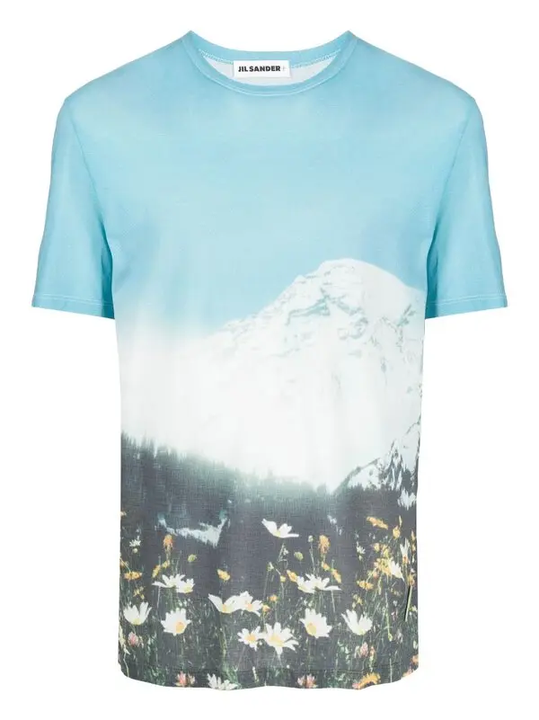 JIL SANDER Graphic-print Cotton T-shirt - Blue