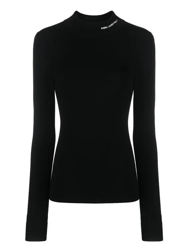 Karl Lagerfeld Logo-embroidered Roll-neck Jumper - Black
