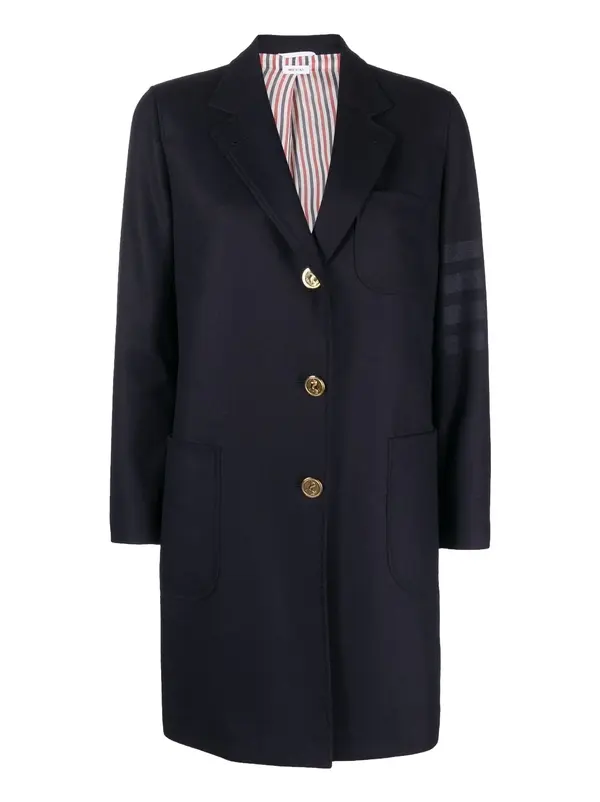 Thom Browne Engineered Single-breasted Coat - Blue