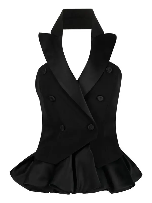 Moschino Double-breasted Sleeveless Blazer Top - Black