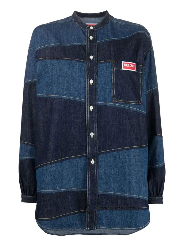 Kenzo Patchwork Denim Shirt - Blue