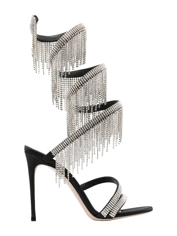 LE SILLA Jewels 105mm Fringe-detail Sandals - Black