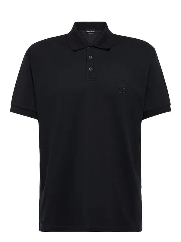 Giorgio Armani Cotton-blend Polo Shirt - Blue