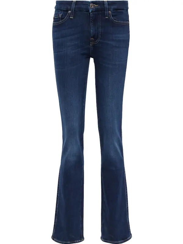 7 For All Mankind Kimmie Mid-rise Straight Jeans - Blue