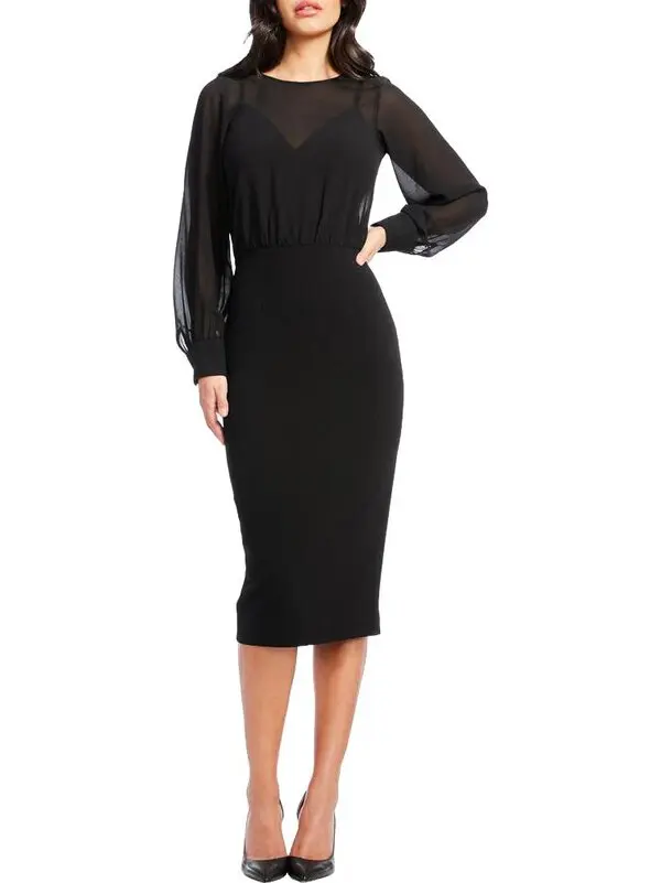 Dress The Population Pilar Mixed Media Dress - Black
