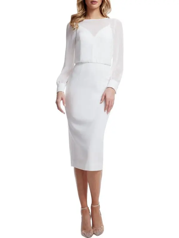 Dress The Population Pilar Mixed Media Dress - White