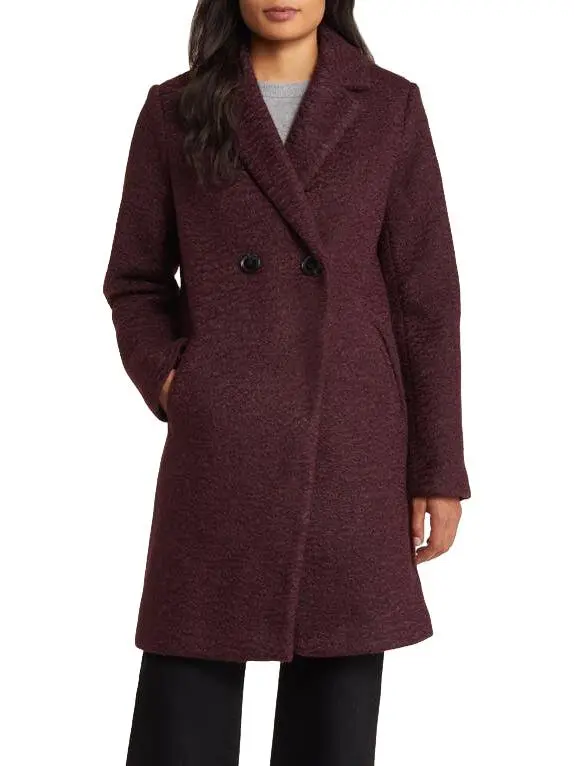 Sam Edelman Bouclé Tweed Double-breasted Coat - Burgundy