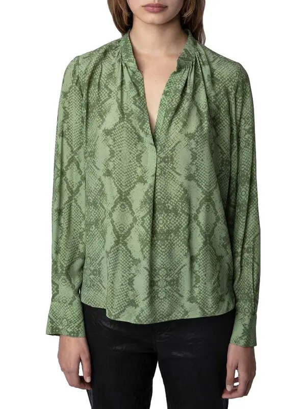 Zadig&Voltaire Tink Python Print Popover Shirt - Kaki
