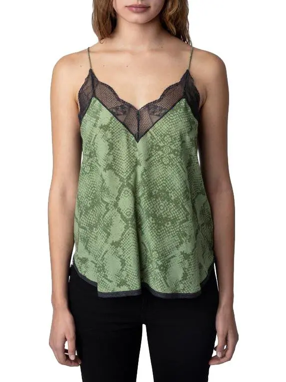Zadig&Voltaire Christy Python Print Camisole - Kaki