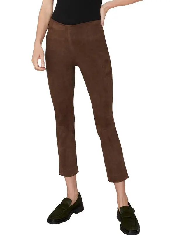 Vince Stretch Suede Crop Pants - Dark Wheat