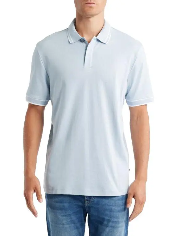 BOSS Parlay Tipped Cotton Polo - Light Blue