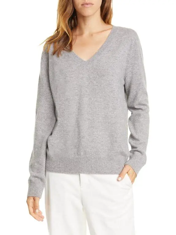 Vince Weekend V-neck Cashmere Sweater - Heather Steel