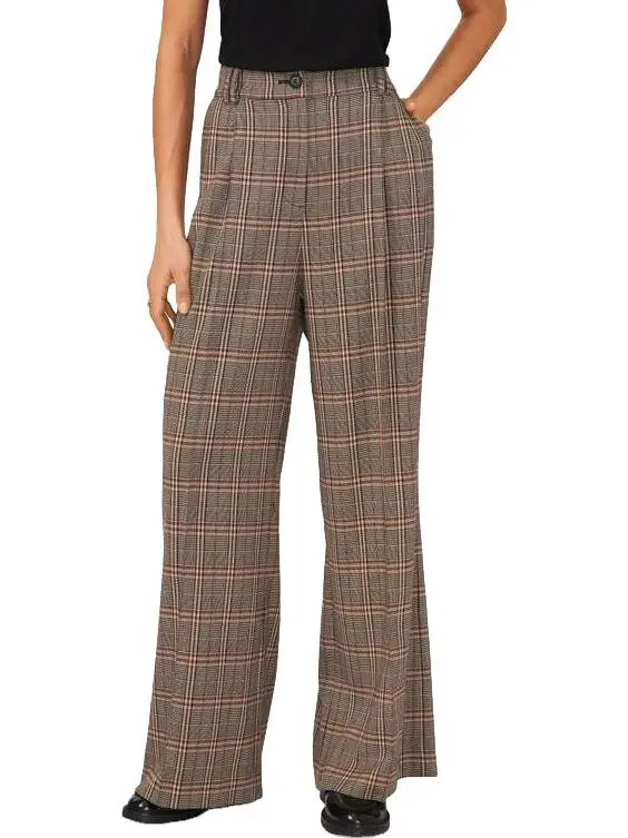 1.State Plaid High-waist Wide-leg Pants - Deep Red