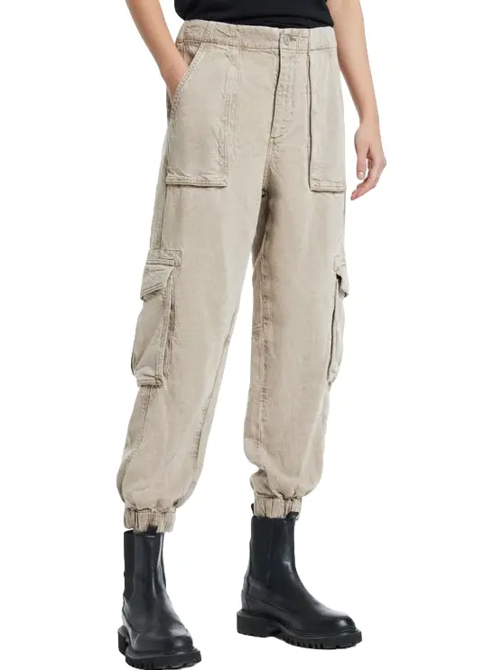 ALLSAINTS Frieda Denim Cargo Joggers - Sand Brown