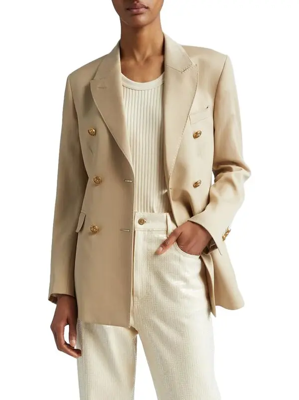GOLDEN GOOSE Double-breasted Virgin Wool Blazer - Sand