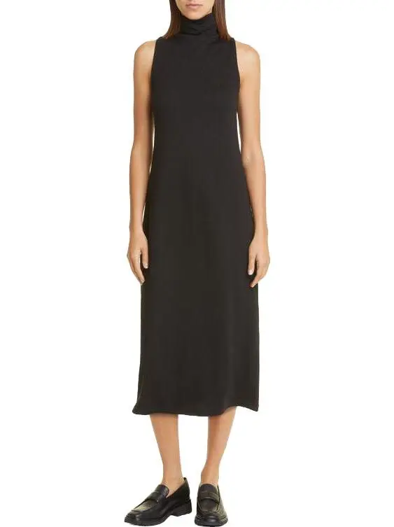 Vince Sleeveless Mock Neck Midi Dress - Black
