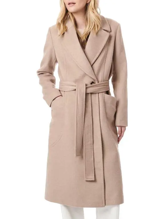 Bernardo Belted Wool-blend Longline Coat - Oat Milk