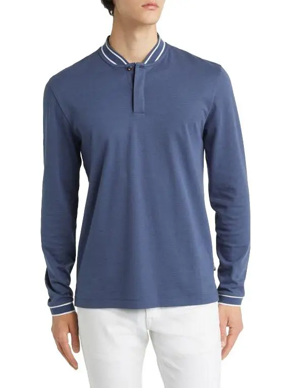 BOSS Paze Tipped Long Sleeve T-shirt - Open Blue