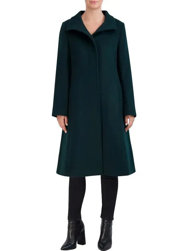 Cole Haan Longline Wool Blend Coat - Forest