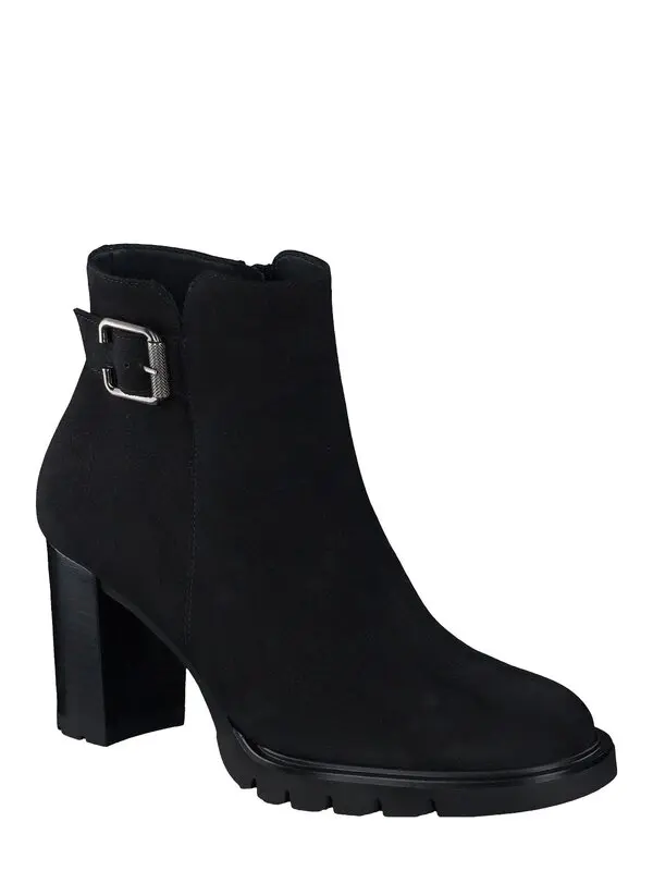 Paul Green Selma Lug Sole Bootie - Black Sport Nubuck